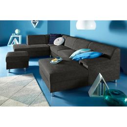 Home Affaire Wohnlandschaft &raquo;Jamie, zeitloses Design, fester Sitzkomfort, viel Platz, U-Form&laquo; wahlweise mit Bettfunktion schwarz B/H/T: 308cm x 72cm x