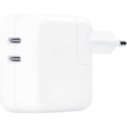 Adapter &raquo;35W Dual USB-C Power Adapter&laquo; wei&szlig; Kunststoff Sie k&ouml;nnen es auch mit iPhone, iPad, Apple Watch und AirPods verwenden.