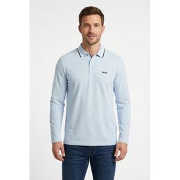 BOSS Green Herren BOSS Green Langarm-Poloshirt &raquo;Plisy&laquo; mit Streifen am Kragen blau 3XL