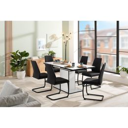 Hela Essgruppe &raquo;Ariana, Esstisch mit 6 St&uuml;hlen, ausziehbarer K&uuml;chentisch&laquo; Set, 1 Tisch ausziehbar / 6 St&uuml;hle, 7 Stk. tlg. Tisch 120-160cm, 6 St&uuml;hle 