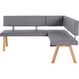OTTO home Eckbank &raquo;Rio&laquo; Massivholz in Eiche ge&ouml;lt, Esszimmerbank bequem gepolstert grau Kunstleder B/H/T: 190cm x 89cm x 140cm, Kunstleder, langer 