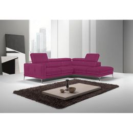 Egoitaliano Ecksofa &raquo;Claudie, Designsofa mit extrakomfortablem Sitzkomfort, L-Form&laquo; Inkl. Kopfteilverstellung, L-Form pink Luxus-Microfaser (100% Polyester) Leder