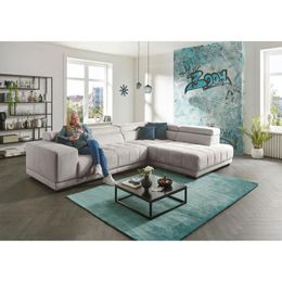 Die PlanBar Ecksofa &raquo;MP-IN15053 L-Form breiter Schenkel&laquo; wahlweise mit Kopfteilverstellung und manueller Vorziehbank grau 100% Polyester B/H/T: 323cm 
