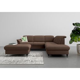 Sit & More sit&more Ecksofa &raquo;Maggiore L-Form&laquo; wahlweise mit Kopfteilverstellung, Schlaffunktion und Stauraum braun 98% Polyester, 2% Polyamid B/H/T: 261cm x 88cm