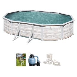 GRE Ovalpool &raquo;FINLANDIA&laquo; H&ouml;he: 120 cm, in versch. Gr&ouml;&szlig;en erh&auml;ltlich beige &Oslash;/B/H/L: Breite 300cm x H&ouml;he 120cm x L&auml;nge 500cm, 14.550 l