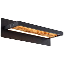 Brilliant LED Wandleuchte &raquo;Chaumont&laquo; Warmwei&szlig; Breite 35 cm, 930 lm, Aluminium/Metall/Holz, schwarz/holz schwarz H: 15,1cm
