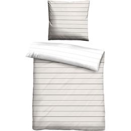 Biberna Wendebettw&auml;sche &raquo;Combinate in Gr. 135x200, 155x220 oder 200x200 cm&laquo; 3 Stk. Bettw&auml;sche aus Baumwolle, zeitlose Bettw&auml;sche mit Wendeoptik grau Mako-