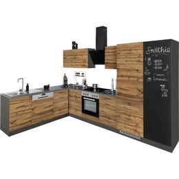 KOCHSTATION Winkelk&uuml;che &raquo;KS-Trier&laquo; ohne E-Ger&auml;te, Stellbreite 220/330 cm grau B/H/T: 220cm x 220cm