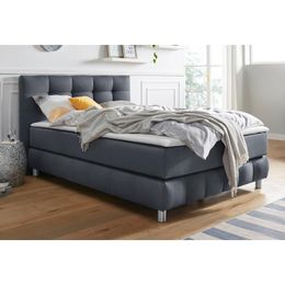Home Affaire Boxspringbett &raquo;Salo XXL&laquo; in Samtoptik oder Struktur, 6 Breiten in &Uuml;berl&auml;nge 220cm, 4 H&auml;rtegrade grau Struktur, Liegefl&auml;che B/L: 140cm x 
