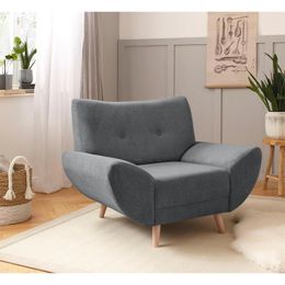 Home Affaire Sessel &raquo;Basta komfortable Wellenunterfederung, Breite 112cm&laquo; grau (100% Polyester) Struktur fein (100% Polyester) Chenille Chenille, B/H/
