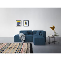 Home Affaire Ecksofa &raquo;Sundstrup L-Form&laquo; Modulserie, individuelle Zusammenstellung blau 100% Polyester B/H/T: 233cm x 76,5cm x 93cm, Struktur weich, 