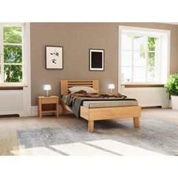 Home Affaire Massivholzbett &raquo;Chavot III&laquo; wahlweise in Kernbuche oder Wildeiche erh&auml;ltlich beige Liegefl&auml;che L&auml;nge B: 200cm x 100cm, H&ouml;he Bett: 77cm 