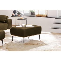 W.Schillig Polsterhocker &raquo;run&laquo; mit Holzsockel, F&uuml;&szlig;e in Schwarz pulverbeschichtet, Breite 75 cm gr&uuml;n Flachgewebe W82 Q2 (74% Polyacryl, 26% Polyester) 