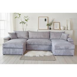 OTTO home Wohnlandschaft &raquo;Cosy U-Form, B: 309 cm, Sitzaufbau im Sandwich-Federkern&laquo; 2 Zierkissen, Mega-Sofa, Cord oder Struktur weich, 