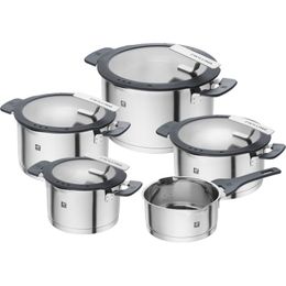Zwilling Topf-Set &raquo;Simplify&laquo; Set, je 1 Kochtopf &Oslash; 16/20/24 cm, 1 Bratentopf &Oslash; 20 cm, 1 Stieltopf &Oslash; 16 cm, 9 Stk. tlg. Edelstahl 18/10 silber Einheitsgr&ouml;&szlig;e