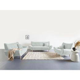 Home Affaire Polstergarnitur &raquo;Basta&laquo; 3 Stk. tlg. Komfortable Wellenunterfederung silber B/H/T: 80cm x 82cm, Luxus-Microfaser weich