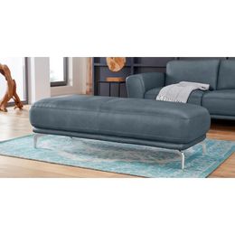 W.Schillig Hocker &raquo;montanaa&laquo; mit Metallf&uuml;&szlig;en in Chrom gl&auml;nzend, Breite 141 cm blau B/H/T: 141cm x 42cm x 61cm, Longlife Xtra-Leder Z69
