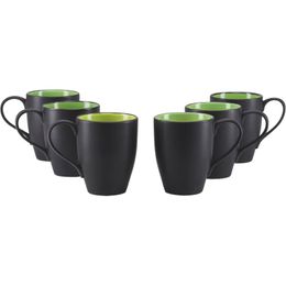 Creatable Becher &raquo;Hot, Kaffeebecher, 6-tlg.&laquo; Moderne Coupeform, au&szlig;ergew&ouml;hnliches Design schwarz Steinzeug &Oslash; 8,5cm x 11cm, 300ml, 6