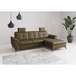 Sit & More sit&more Ecksofa &raquo;Zora&laquo; B/H/T: 262cm x 92cm x 164cm, NaturLEDER , Recamiere rechts,mit Bett,ohne Bettkasten,R&uuml;cken Spannstoff