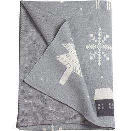 Tom Tailor HOME Wohndecke &raquo;Scandinavian&laquo; mit scandinavischem Wintermotiven, Kuscheldecke grau Baumwolle B/L: 130cm x 170cm