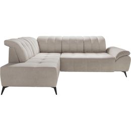 Home Affaire Ecksofa &raquo;Lazio modern und bequem, schmale Armlehnen, tolle Detailverarbeitung&laquo; beige 100% Polyester B/H/T: 272cm, Microfaser, Ottomane 