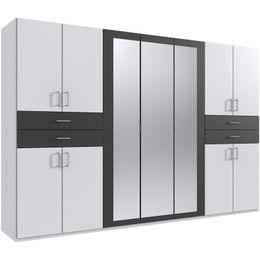 wimex Kleiderschrank &raquo;Taiga Kleiderschrank mit Spiegel&laquo; mit Schubladen auf bequemer H&ouml;he, Garderobe Schlafzimmerschrank Holzwerkstoff B/H/T: 313cm x 210cm x