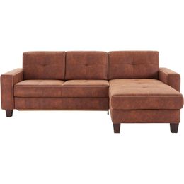 OTTO home Ecksofa &raquo;Varese&laquo; wahlweise mit Schlaffunktion und Vorziehfunktion braun Luxus-Microfaser ALTARA NUBUCK (100% Polyester);Luxus-Microfaser 
