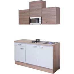 Flex-Well Pantryk&uuml;che &raquo;Samoa&laquo; Gesamtbreite 150cm, mit Mikrowelle und Kochfeld, viele Farbenvarianten wei&szlig; B/H/T: 150,5cm x 200cm x 60cm