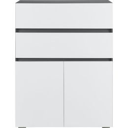 Home Affaire Midischrank &raquo;Wisla&laquo; H&ouml;he 98 cm, mit T&uuml;ren & Schubkasten grau Holzwerkstoff anthrazit, B/H/T: 76cm x 98cm x 35cm, Schubladen: 2 Stk. T&uuml;ren