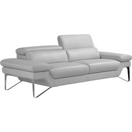 Egoitaliano 2,5-Sitzer &raquo;Princess, Designsofa und super bequem, tolle Detailverarbeitung&laquo; inkl. verstellbarer Kopfteile silber Leder BULL (Echtes Rindsleder). 