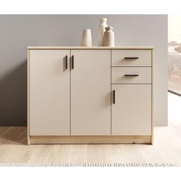 HBZ-MEBLE HBZ Sideboard &raquo;Nelly Kommode, BxHxT 109x86x50cm&laquo; 1 Stk. tlg. Breite 109cm, Einlegeb&ouml;den verstellbar, foliert beige B/H/T: 109cm x 86cm x 50cm, 