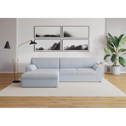 DOMO collection Ecksofa &raquo;Topper, elegant und zeitlos, kompaktes Stellma&szlig; 245/155cm, L-Form&laquo; mit Recamiere, wahlweise mit Schlaffunktion blau B/H/T: 