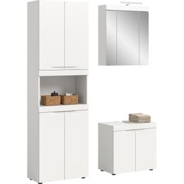 OTTO home Badm&ouml;bel-Set &raquo;MAOI, 3-tlg. Badkombi, hochwertige MDF Front, optional mit Beleuchtung&laquo; wei&szlig; Holzwerkstoff, MDF, Spiegelglas B/H/T: 135cmcm x 