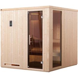 Weka Sauna &raquo;Halmstad&laquo; Set, 7,5 kW-Ofen mit digitaler Steuerung beige Saunaofen, externe Steuerung, 7,5 kW