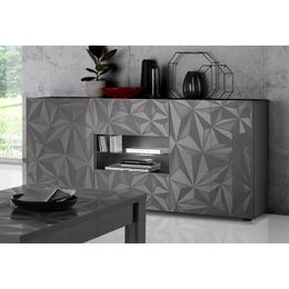 Home Affaire Sideboard &raquo;Prisma Breite 181, Kommode 2 T&uuml;ren, 2 Schubk&auml;sten, Anrichte&laquo; Front mit elegantem Siebdruck, grifflos, viel Stauraum grau 