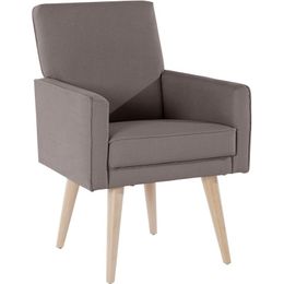 exxpo - sofa fashion Sessel &raquo;Lungo, Loungesessel mit moderner Kedernaht, bequem und elegant&laquo; Breite 64 cm, hoher Holzfu&szlig; grau Velours, Sessel, B/H/T: 