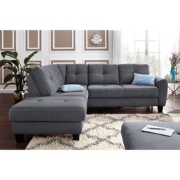Sit & More sit&more Ecksofa &raquo;Varese L-Form&laquo; mit Federkern, wahlweise mit Schlaffunktion und Stauraum grau Luxus-Microfaser (100% Polyester)IStruktur fein (100% 