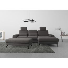 Sit & More sit&more Ecksofa &raquo;Cinturo L-Form&laquo; inklusive Sitztiefenverstellung und Federkern, Sitzh&ouml;he 45 cm grau B/H/T: 283cm x 88cm x 175cm, Luxus-Microfaser 