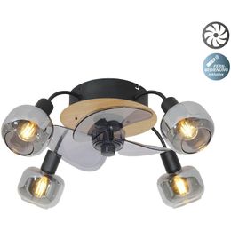 N&auml;ve n&auml;ve Deckenleuchte &raquo;Fumoso Deckenventilator&laquo; E14 1 Stk. Deckenlampe, Ventilator, Fernbedienung, 4flg., E14 exkl., Glasschirme schwarz 4, &Oslash; 56cm H: 