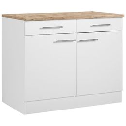 Optifit Unterschrank &raquo;Mini&laquo;, Breite 100 cm braun wei&szlig;, B/H/T: 100cm x 84,8cm x 60cm, Schubladen: 2 Stk. T&uuml;ren: 2 Stk.