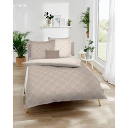 Kaeppel Wendebettw&auml;sche &raquo;La Ville&laquo; 2 Stk. braun Mako-Satin, Obermaterial: 100% Baumwolle B/L: 155cm x 220cm, 1 Stk., 1 Stk., Mako-Satin, B/L: 80cm x 80cm, 2 