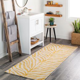 Teppich &raquo;LUANDA&laquo; rechteckig 11 mm H&ouml;he Skandinavischer Teppich, Boho Wohnzimmerteppich/L&auml;ufer im Zebra Muster gelb Kunstfaser B : 80cm 1 Stk., 11mm, L