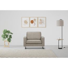 OTTO home Loveseat &raquo;Pinto 105 cm, Cord, Chenille, Lederoptik&laquo; mit Keder, Metallf&uuml;&szlig;en und auch in Cord Bezug erh&auml;ltlich grau Kunstleder (65% Polyester,
