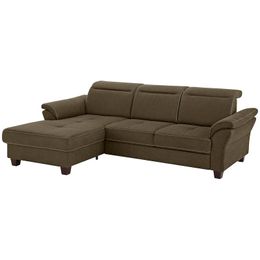 OTTO home Ecksofa &raquo;Solvei L-Form&laquo; mit Recamierenabschlu&szlig; und Sitztiefenverstellung gr&uuml;n Struktur (100% Polyester);Luxus-Microfaser Lederoptik (100% 