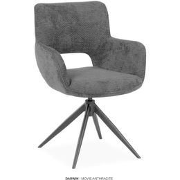 OMG Design Esszimmerstuhl &raquo;Darwin&laquo; (Set) 1 Stk.Drehstuhl mit auto-return, Armlehnenstuhl Polyester B/H/T: 58cm x 85cm x 65cm, 1 Stk., Stoff Lederoptik