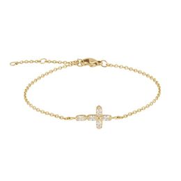 Tamaris Damen Armband &raquo;Cross, Kreuz-Motiv&laquo; mit Zirkonia (synth.) gold 21cm, Edelstahl