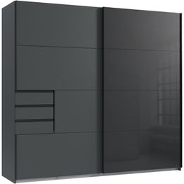 wimex Schwebet&uuml;renschrank &raquo;Tilburg&laquo; mit Glaselementen schwarz Holzwerkstoff Grafit, B/H/T: 225cm x 208cm x 65cm, Schubladen: 3 Stk. T&uuml;ren: 2 Stk.