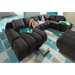 OTTO home Wohnlandschaft &raquo;Bono U-Form&laquo; wahlweise mit Schlaffunktion schwarz Luxus-Microfaser ALTARA NUBUCK (100% Polyester);Luxus-Microfaser ALTARA 