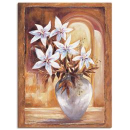 Artland Leinwandbild &raquo;Wei&szlig;e Blumen in Vase II&laquo; Blumen 1 Stk. tlg. auf Holzrahmen gespannt wei&szlig; Leinwand B/H/T: 30cm x 40cm, Leinwandbild Blumen Hochformat, 1 