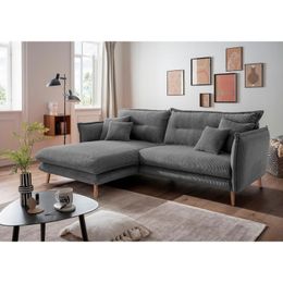 Home Affaire Ecksofa &raquo;Lazio modern und bequem, schmale Armlehnen, tolle Detailverarbeitung&laquo; zwei verschiedene Fu&szlig;farben w&auml;hlbar grau 93% Polyester, 7%